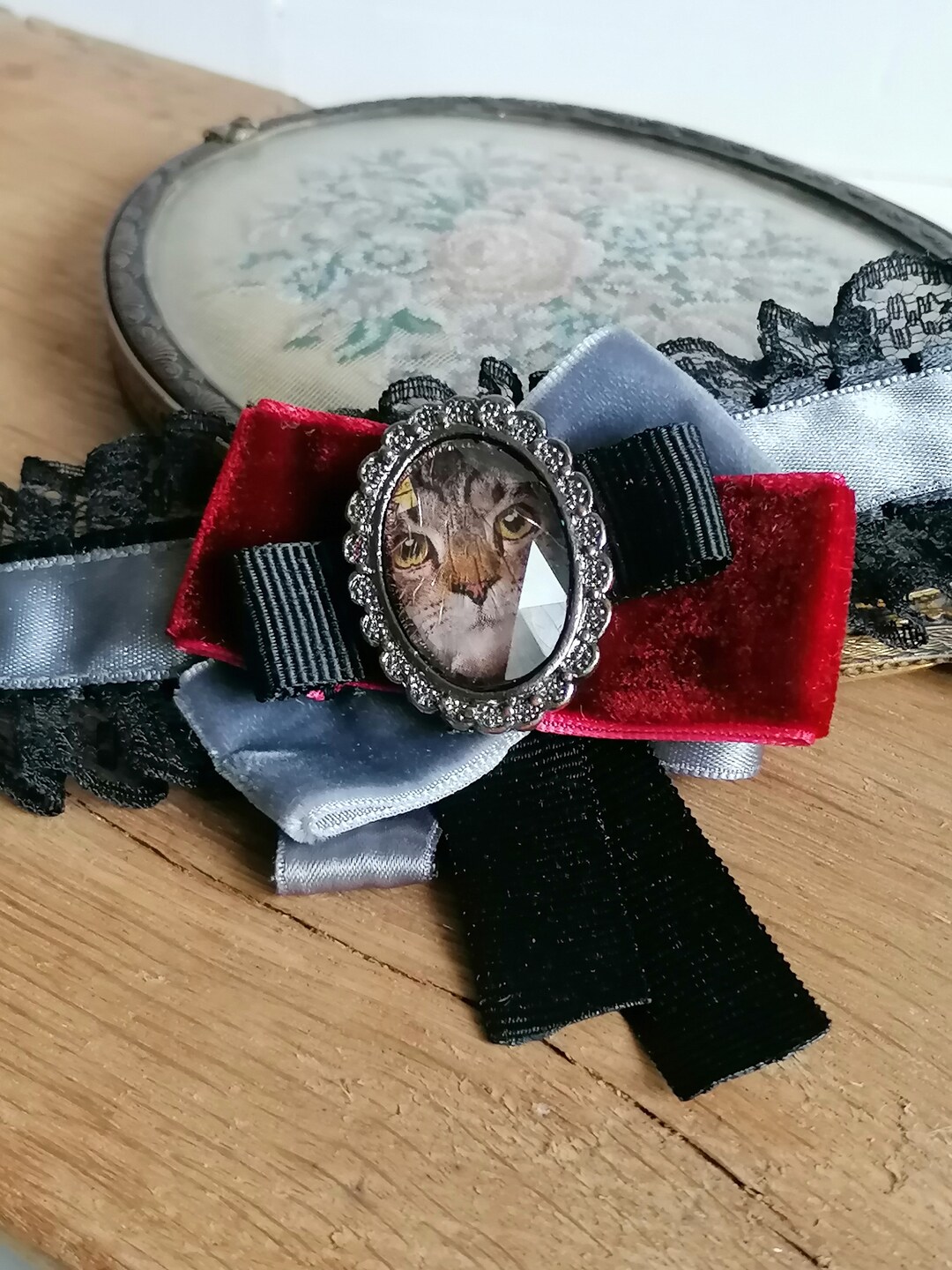 Cute Cat Choker Black Lace and Velvet Bow Choker Cosplay - Etsy