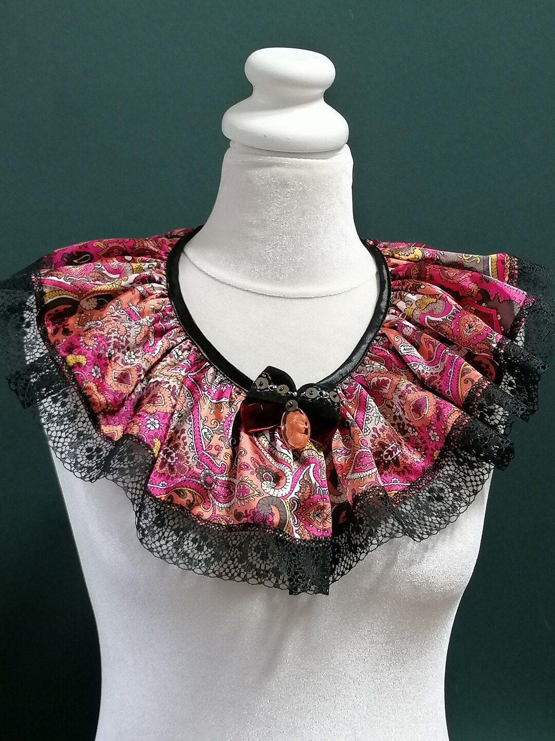 Victorian Style Collar, Burgundy Neck Collar, Detachable Ruff Neck ...
