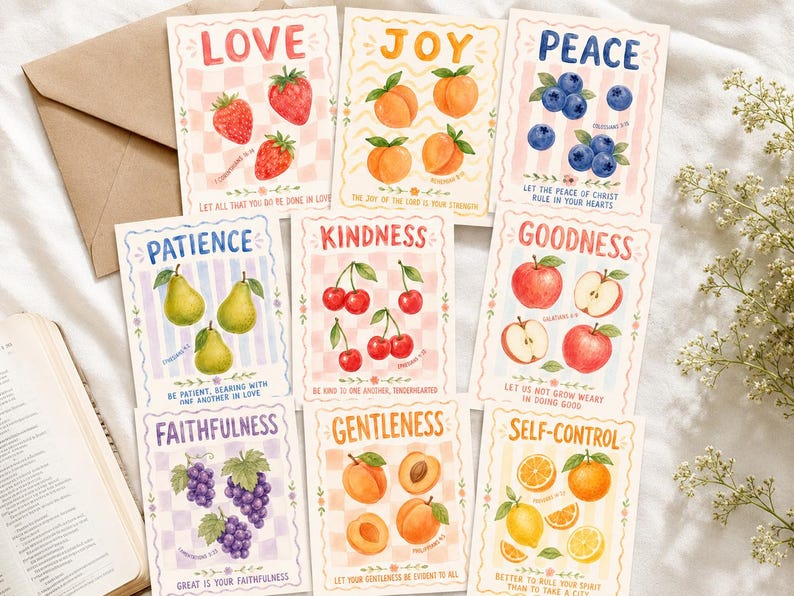 Fruit of the Spirit Bible Journaling Tip-ins, Watercolor Scripture ...