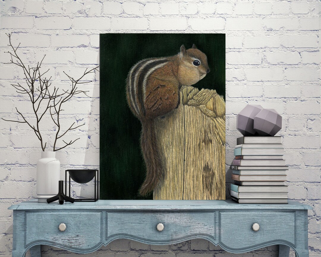 Chipmunk Art Metal Print, Chipmunk Artwork, Colored Pencil Drawing - Etsy