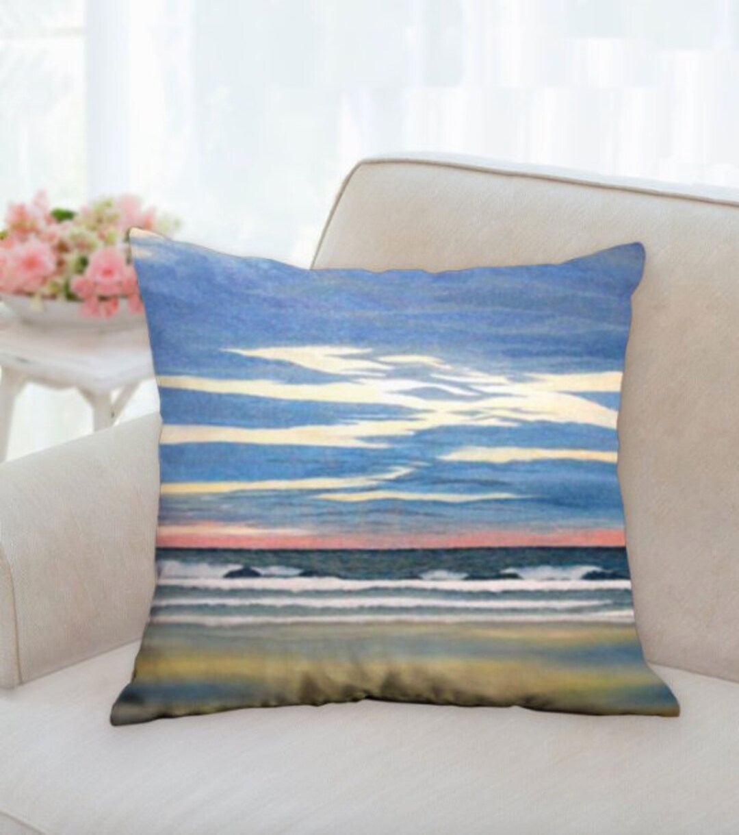 Beach Sunset Art Pillow, Beach Sunset Throw Pillow, Decorative Pillow ...