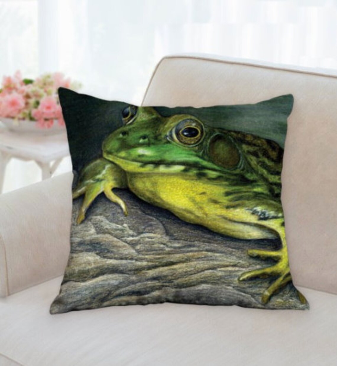 Frog Art Pillow, Green Frog Throw Pillow, Decorative Pillow - Etsy