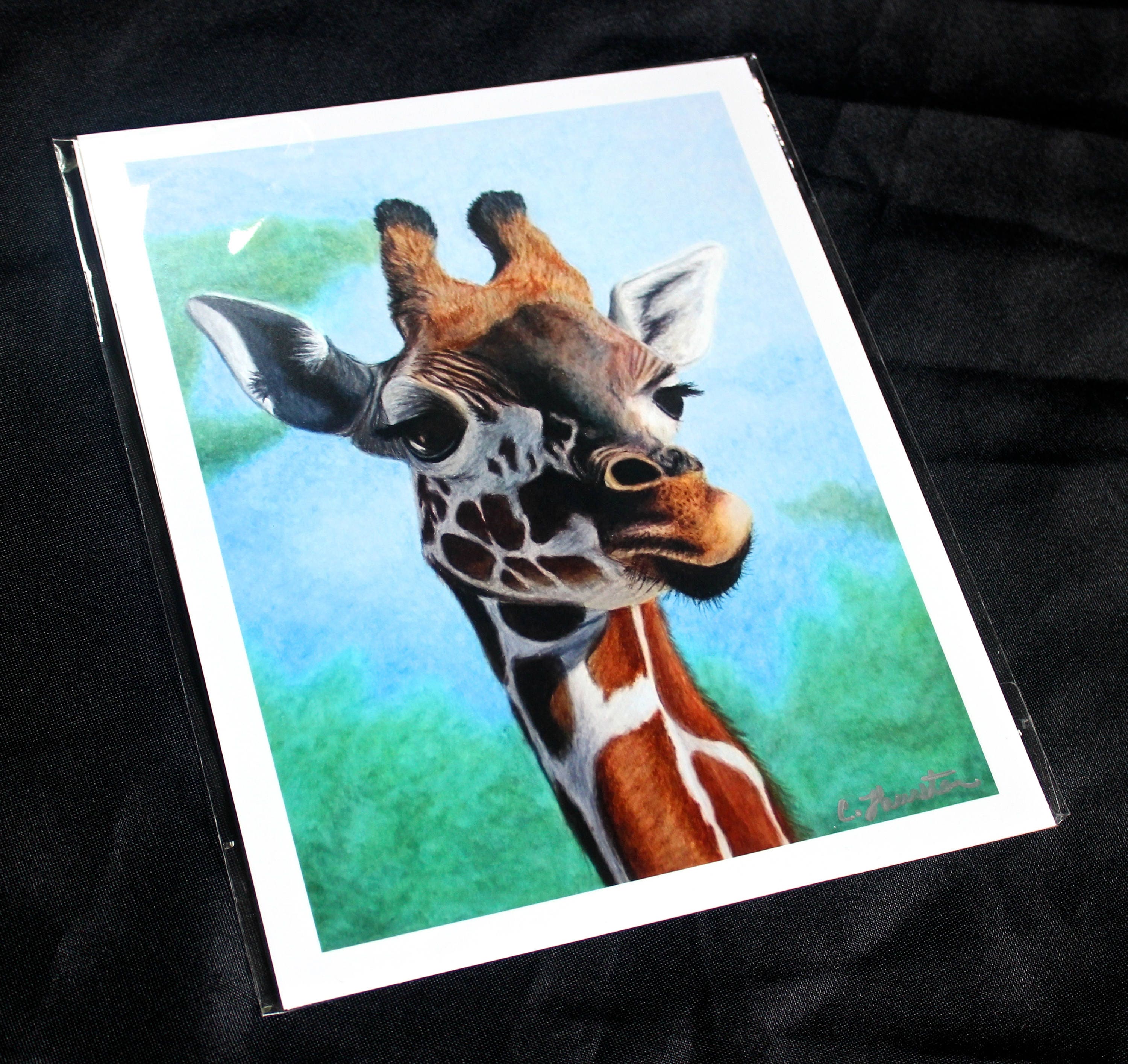 Giraffe Colored Pencil Drawing - PRINT - Etsy