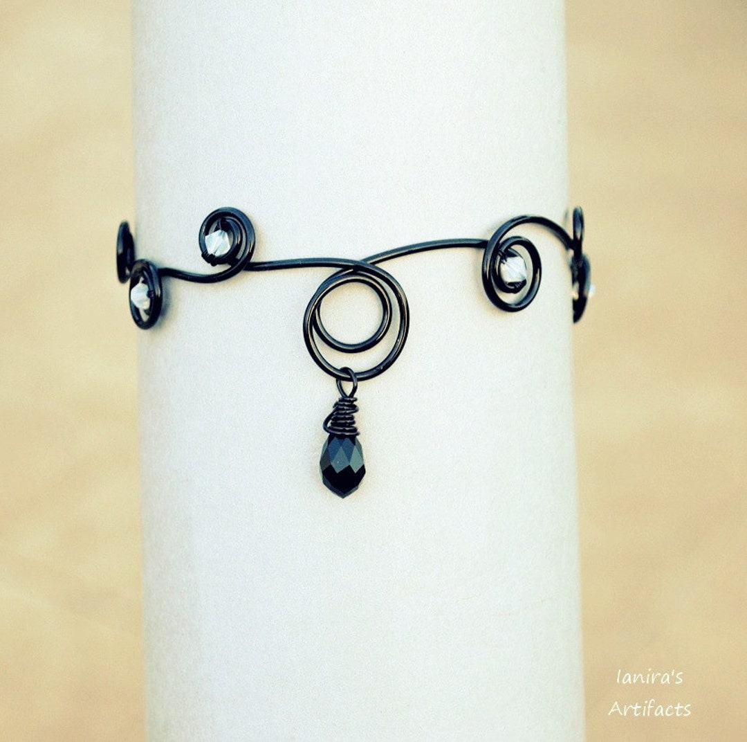 Black Wire Arm Cuff: Gothic Upper Arm Bracelet With Crystal Beads - Etsy