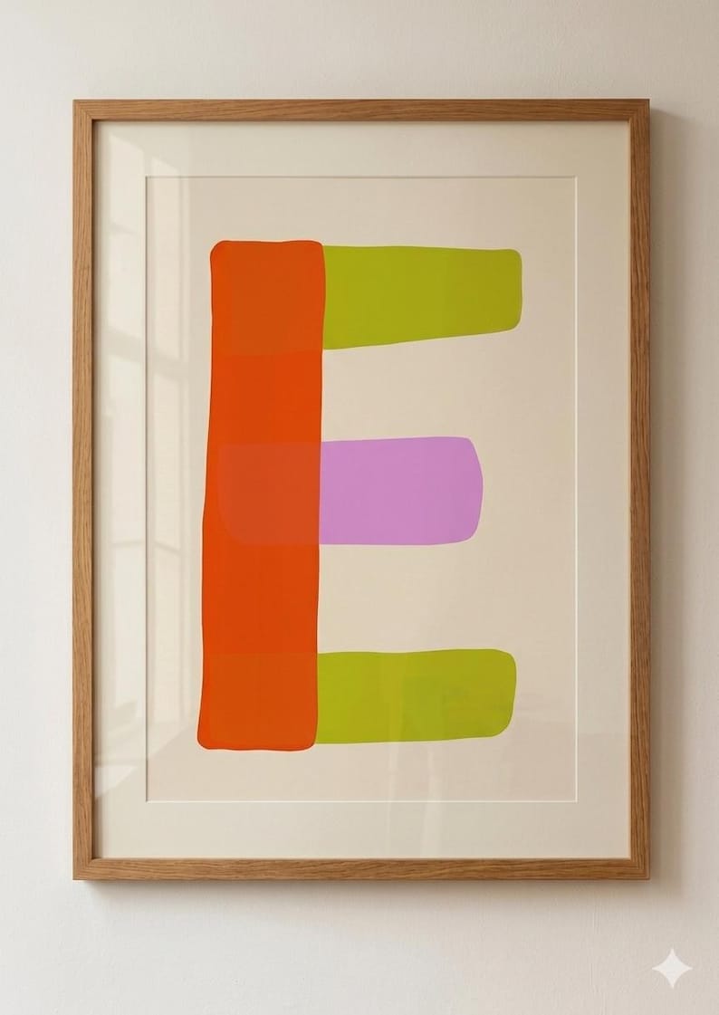 Playful Letter E Print | Kids Room Decor, Nursery Wall Art (200gsm ...