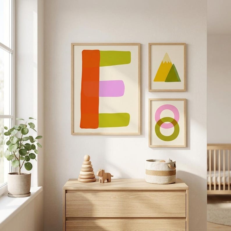 Playful Letter E Print | Kids Room Decor, Nursery Wall Art (200gsm ...