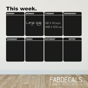 Extra Large Weekly Chalkboard Calendar Wall Decal This Week - Etsy