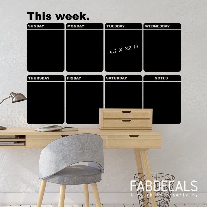 Large Weekly Calendar Chalkboard Wall Decal This Week - Etsy