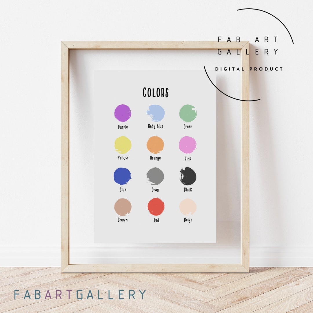 Learning Colors Educational Poster, Montessori Homeschool Posters, Kids ...