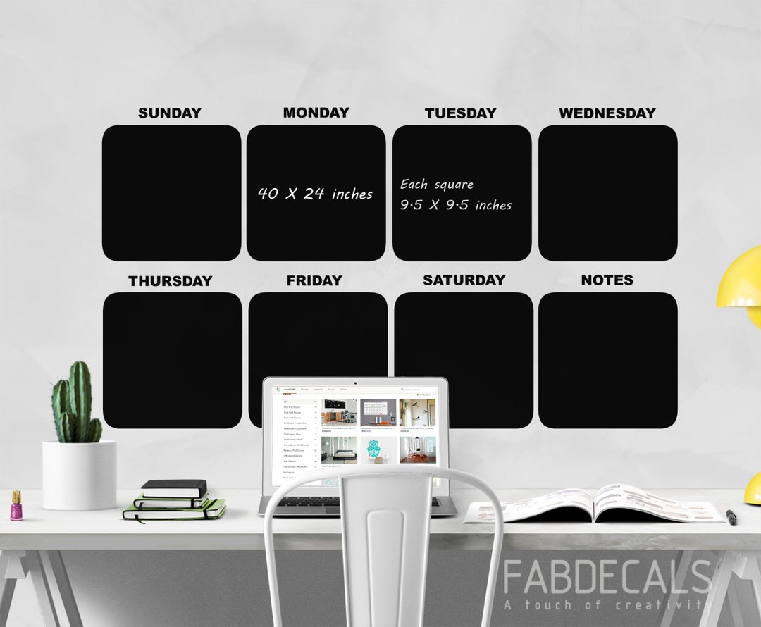 Chalkboard Calendar Vinyl Wall Decal Weekly Blackboard - Etsy