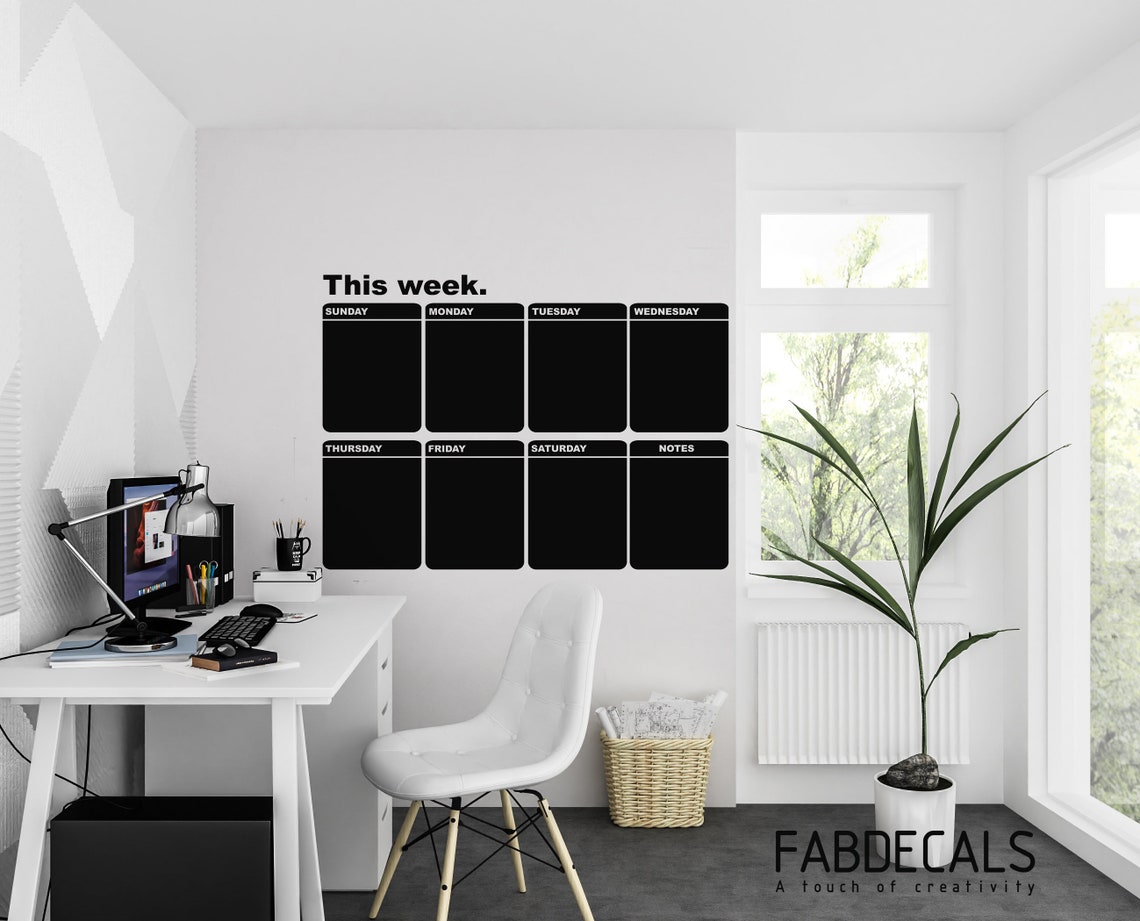 Large Weekly Calendar Chalkboard Wall Decal This Week - Etsy