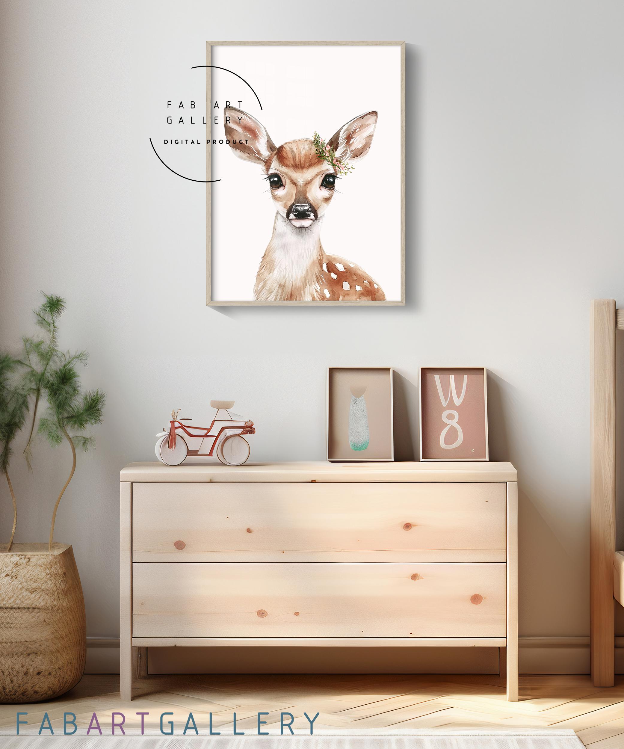 Sweet Fawn, Deer Calf Poster, Nursery Wall Decor, Bambi Print, Baby ...