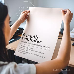 Friendly Reminder, Definition Print, Funny Poster for Office Decor ...