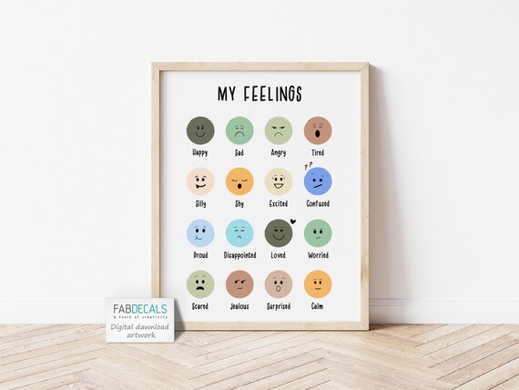 Feelings Chart Pastel Colors Poster Learning Emotions - Etsy