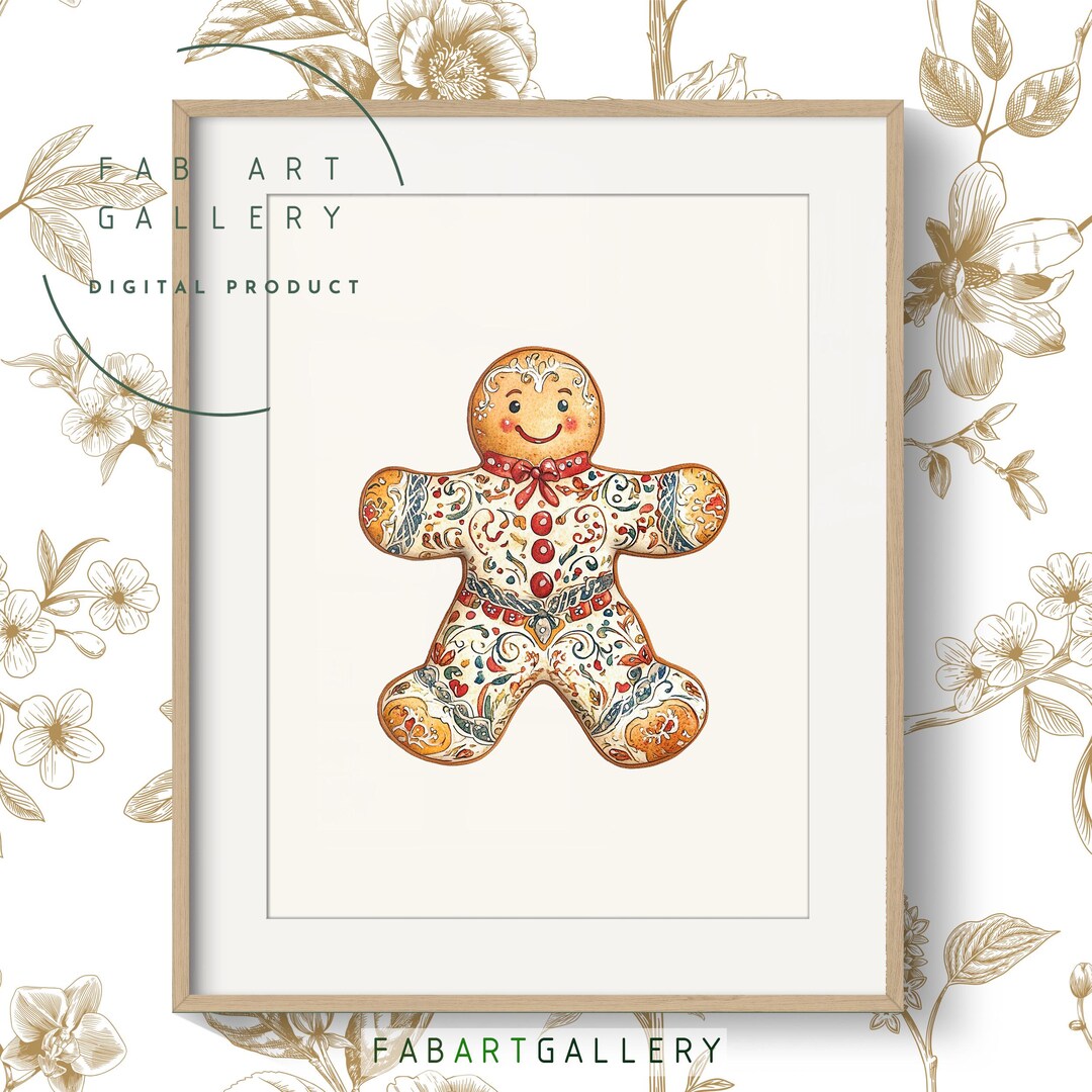 Vintage Christmas Gingerbread Men Poster, Holiday Wall Art, Xmas ...