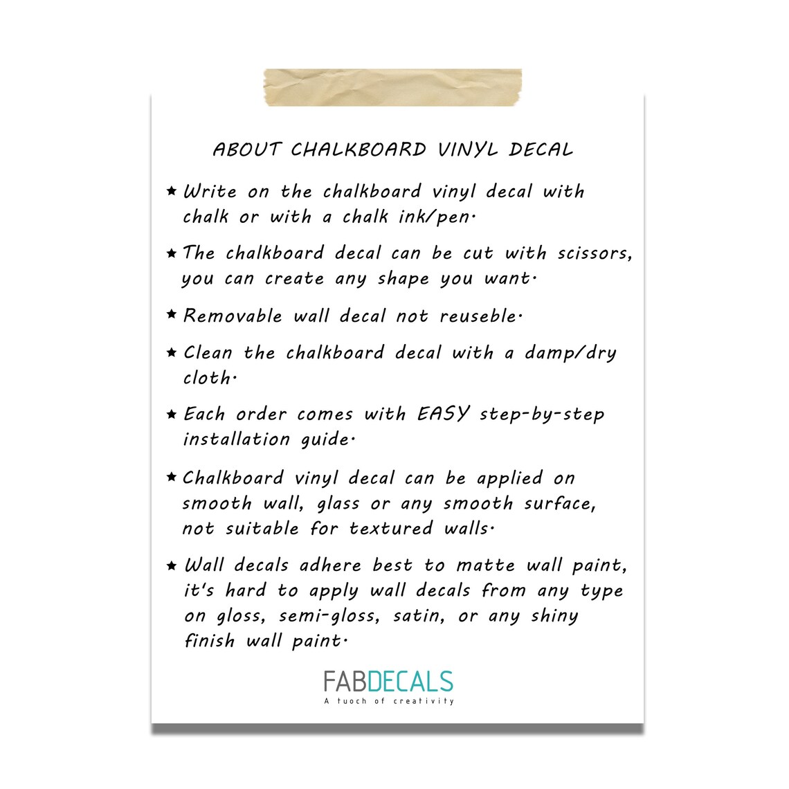 Chalkboard Wall Decal Office Wall Decor Chalkboard Sheet - Etsy