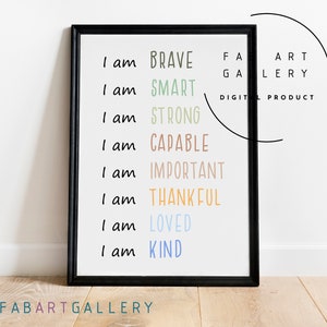 Kids Motivational Poster, Positive Affirmations, Minimalist Wall Decor ...