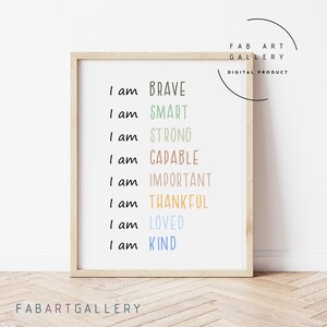Kids Motivational Poster, Positive Affirmations, Minimalist Wall Decor ...