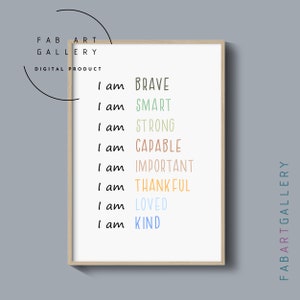 Kids Motivational Poster, Positive Affirmations, Minimalist Wall Decor ...