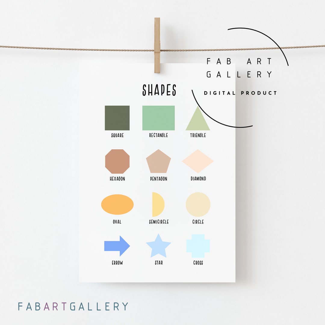 Shapes Poster, Educational Printable Wall Decor, Toddler Preschool ...