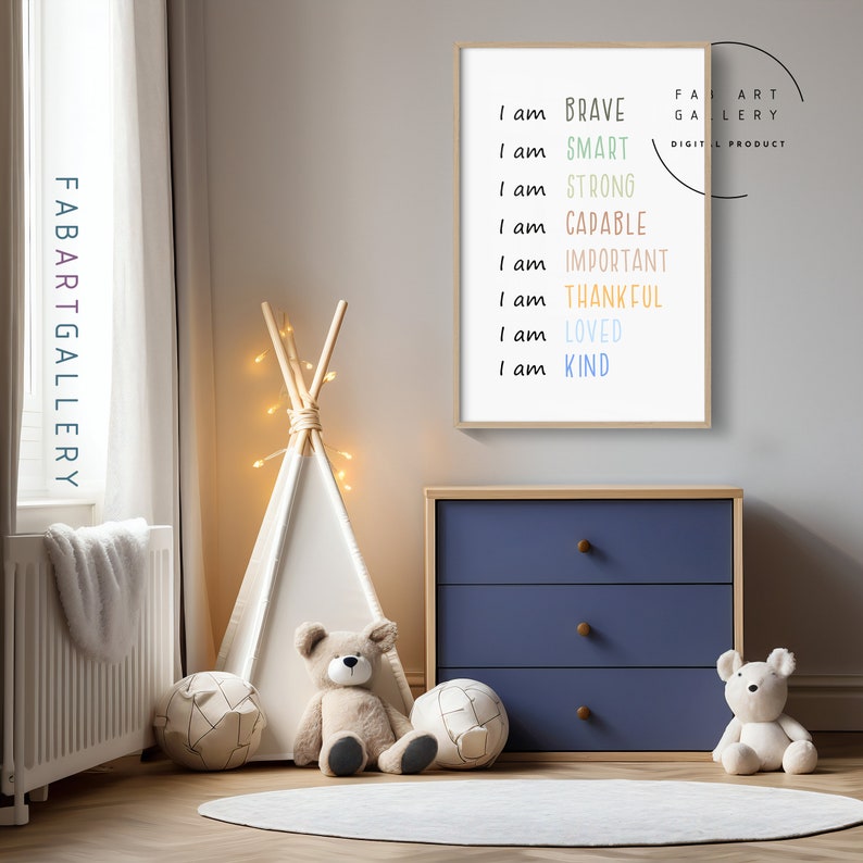 Kids Motivational Poster, Positive Affirmations, Minimalist Wall Decor ...