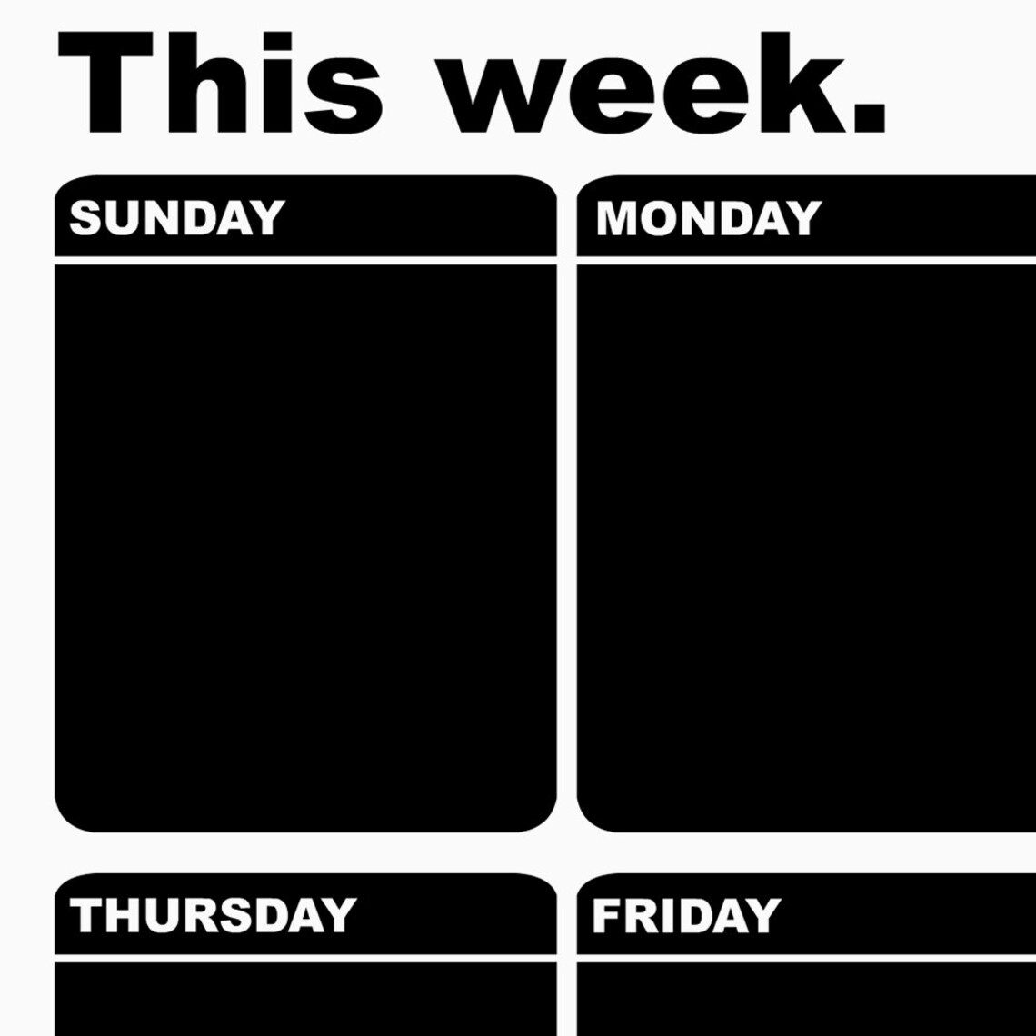 Extra Large Weekly Chalkboard Calendar Wall Decal This Week | Etsy