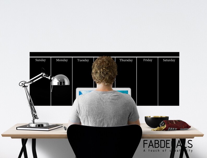 Chalkboard Weekly Wall Calendar Vinyl Wall Decal Dry Erase - Etsy UK