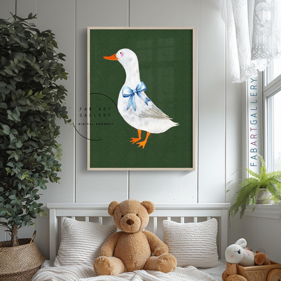 Silly Goose Poster, Baby Boy Wall Decor, Kid's Room Decor, Green Print ...