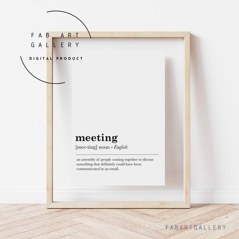 Meeting, Definition Print, Funny Poster for Office Decor, Typography ...