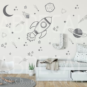 Outer Space Wall Decals Kid's Bedroom Space Vinyl Decal - Etsy