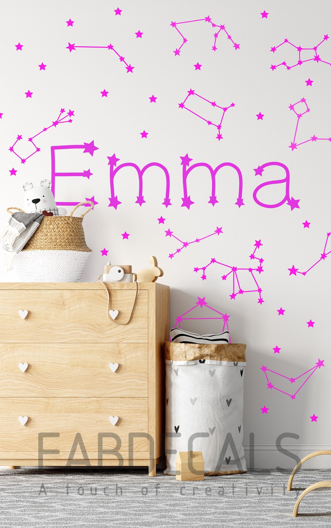 Large Custom Name, Constellations Map and Stars Wall Decal, Zodiac ...