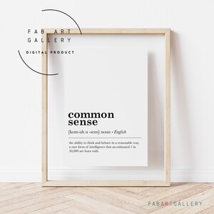 Common Sense, Definition Print, Funny Poster for Office Decor ...