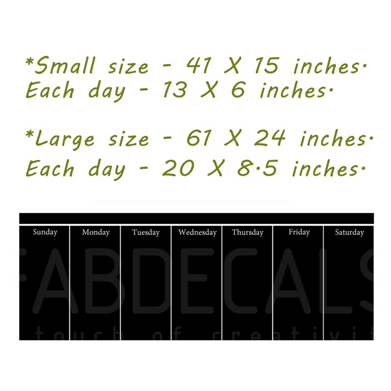 Chalkboard Weekly Wall Calendar Vinyl Wall Decal Dry Erase - Etsy UK