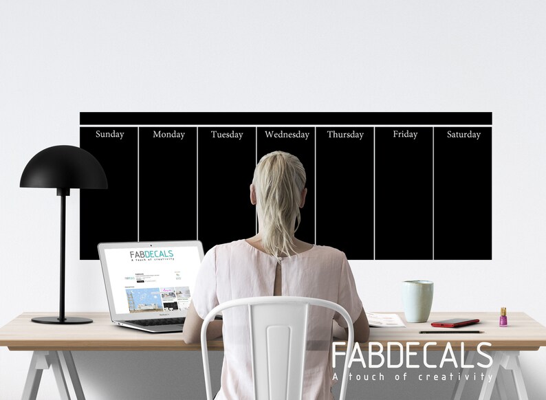 Chalkboard Weekly Wall Calendar Vinyl Wall Decal Dry Erase - Etsy UK