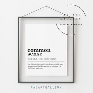 Common Sense, Definition Print, Funny Poster for Office Decor ...