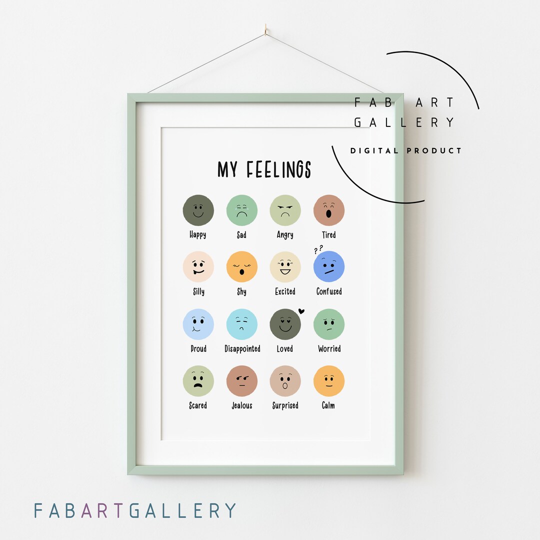 Kids Feelings Chart Printable Poster, Toddlers Learning Emotions ...