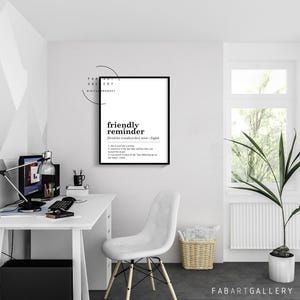 Friendly Reminder, Definition Print, Funny Poster for Office Decor ...