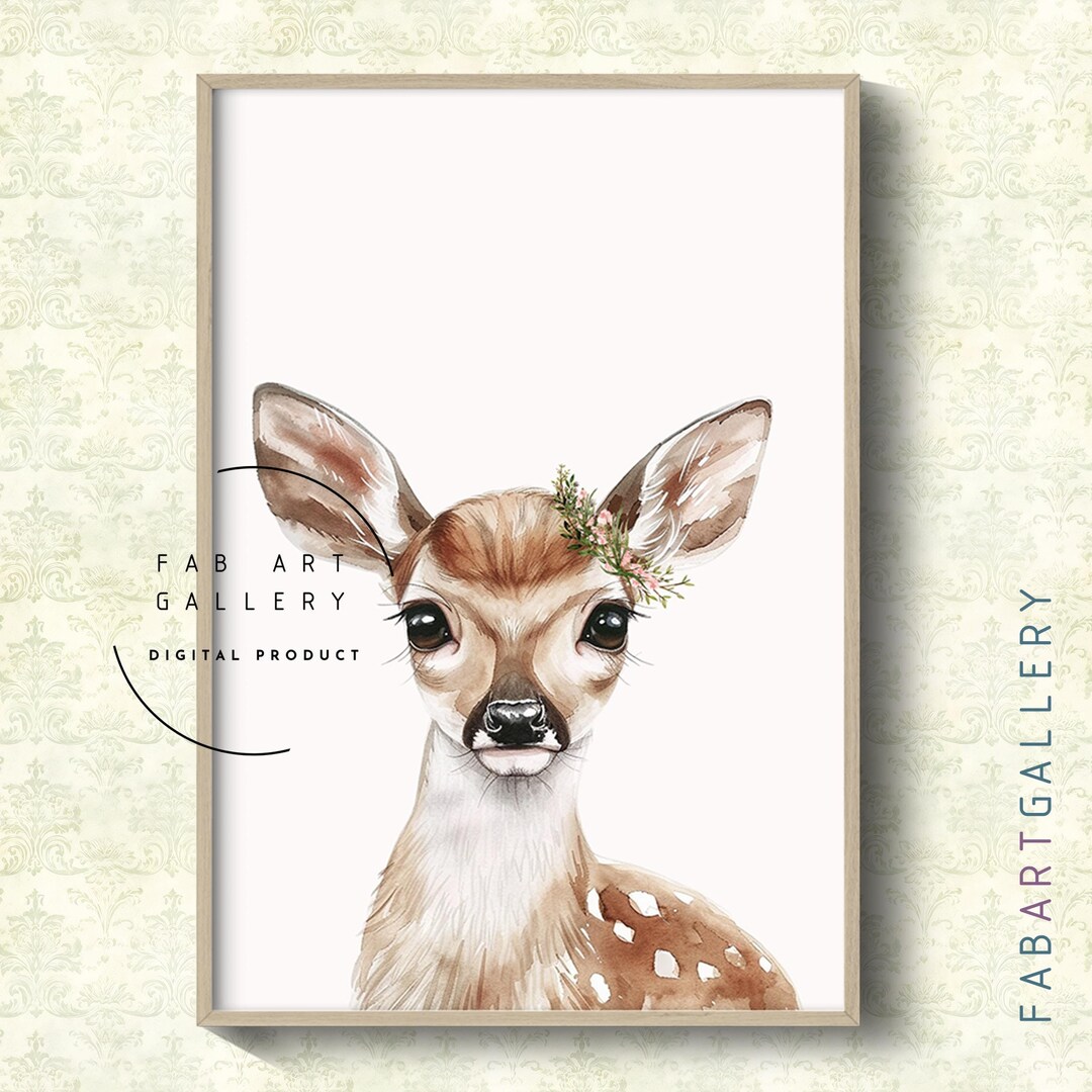 Sweet Fawn, Deer Calf Poster, Nursery Wall Decor, Bambi Print, Baby ...