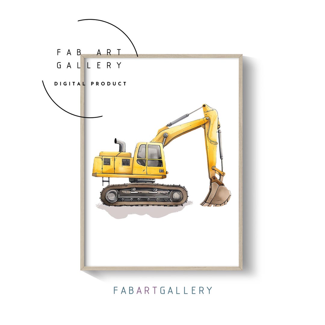 Bulldozer, Watercolor Poster, Construction Vehicle Print, Digger Poster ...