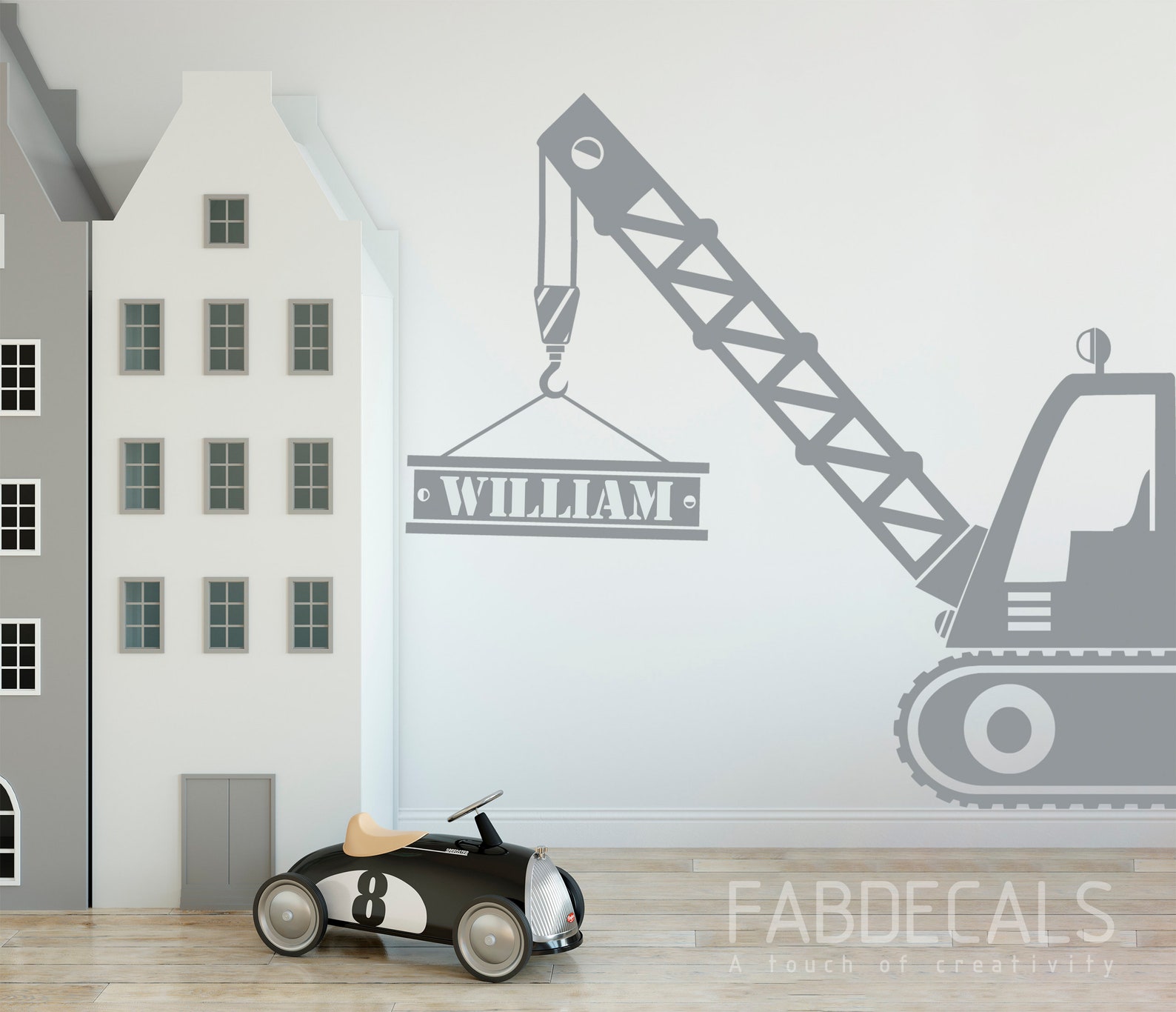 Construction Crane Vinyl Wall Decal Personalized Name - Etsy