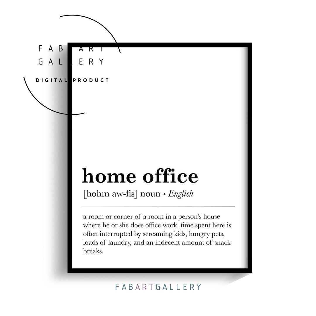 Home Office Definition Print, Funny Poster for Office Decor, Typography ...