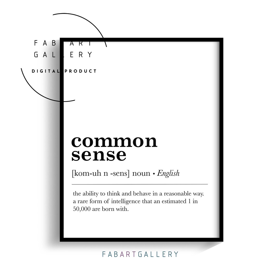 Common Sense, Definition Print, Funny Poster for Office Decor ...