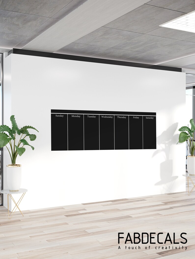 Chalkboard Weekly Wall Calendar Vinyl Wall Decal Dry Erase - Etsy UK