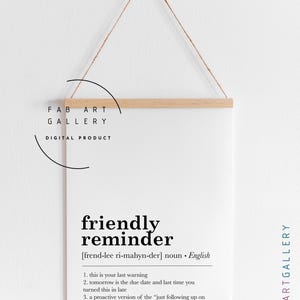 Friendly Reminder, Definition Print, Funny Poster for Office Decor ...