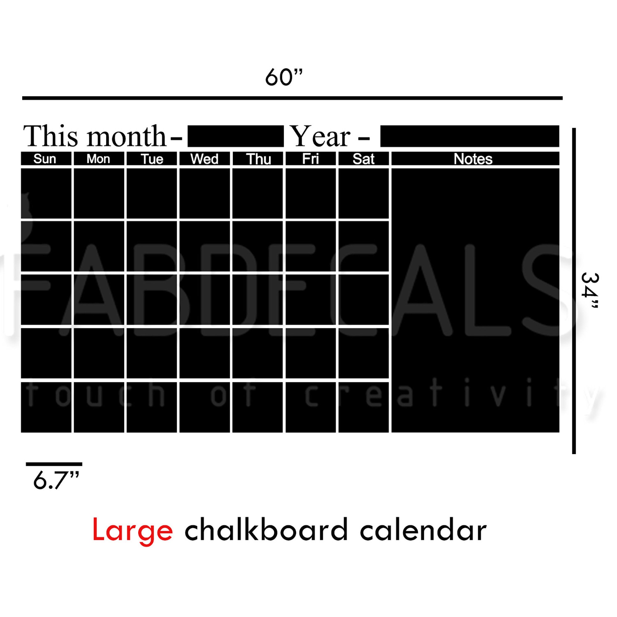 Monthly Chalkboard Calendar Vinyl Wall Decal Dry Erase Office - Etsy Canada