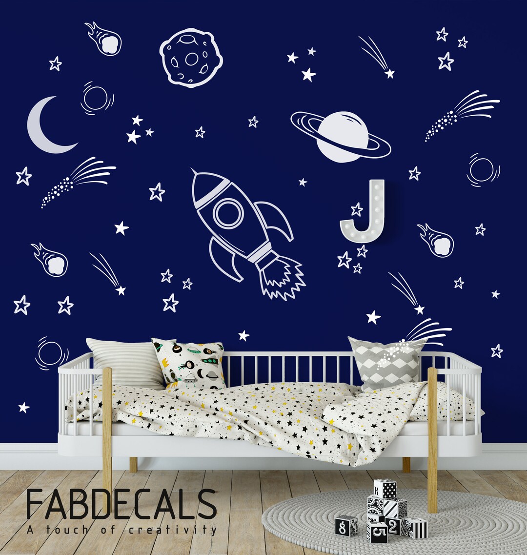 Outer Space Wall Decals Kid's Bedroom Space Vinyl Decal - Etsy
