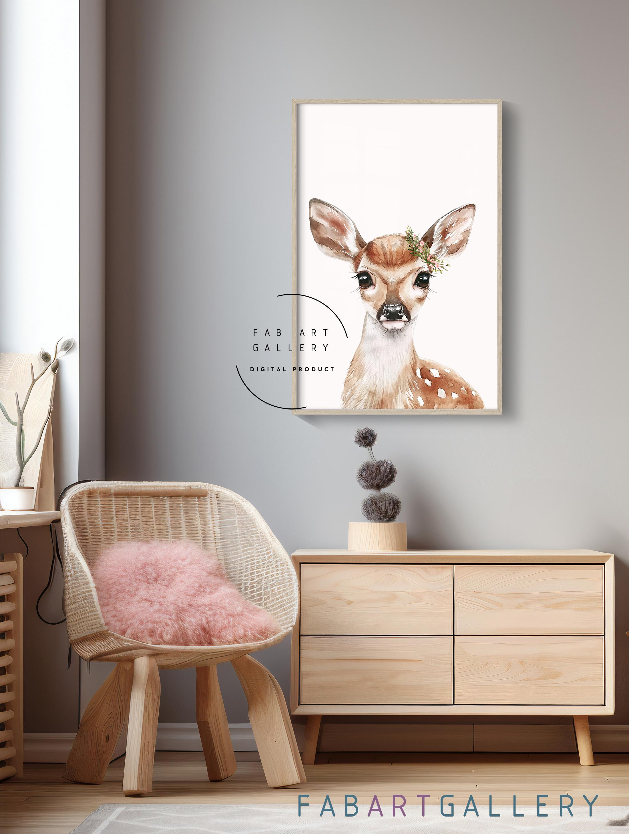 Sweet Fawn, Deer Calf Poster, Nursery Wall Decor, Bambi Print, Baby ...