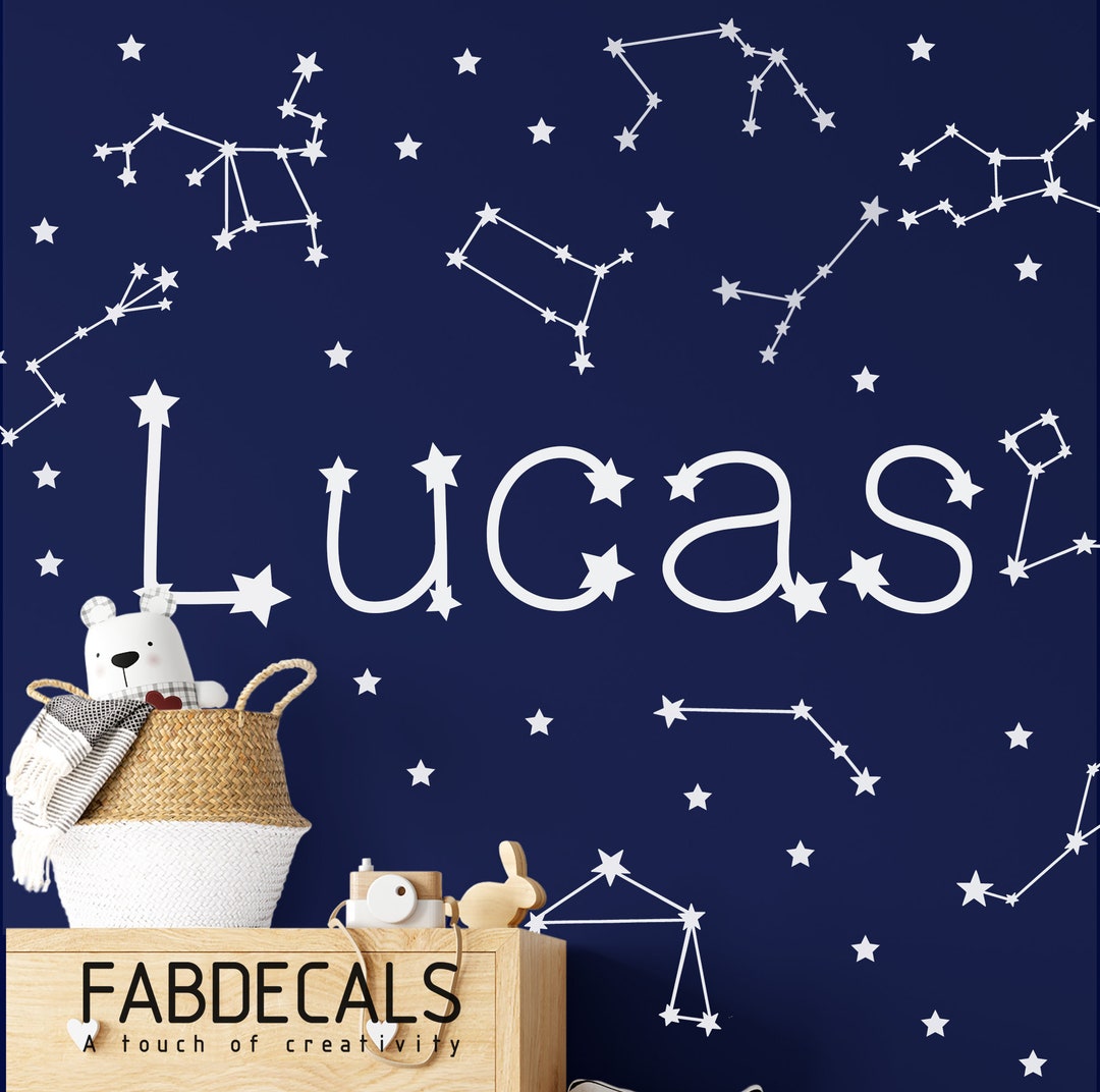 Personalized Large Name, Constellations Map and Stars Vinyl Wall Decal ...