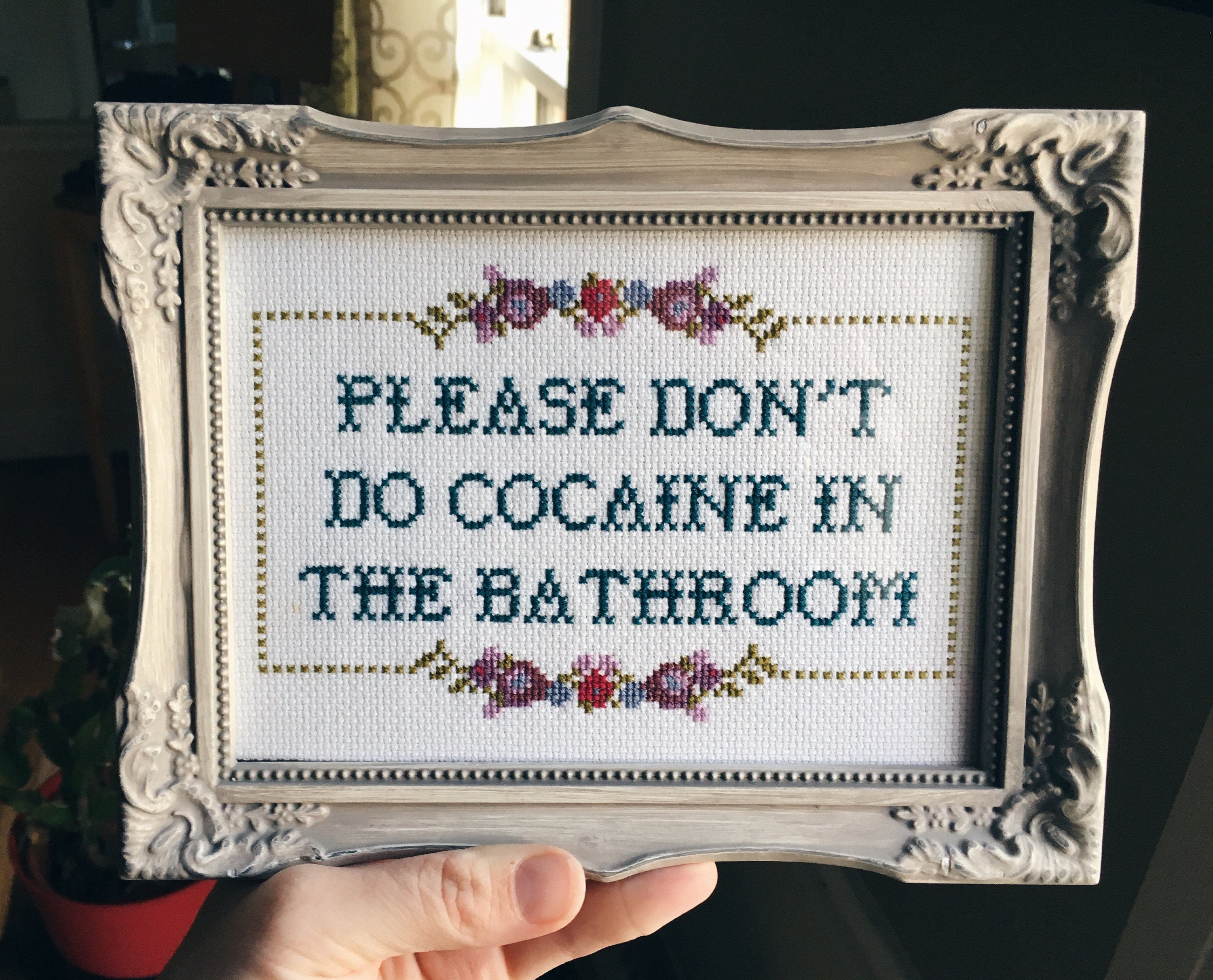 Please Don't Do Cocaine in the Bathroom Cross Stitch PDF | Etsy