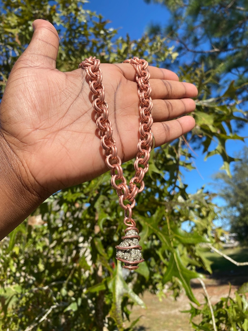 Pyrite Copper Link Chain - Etsy